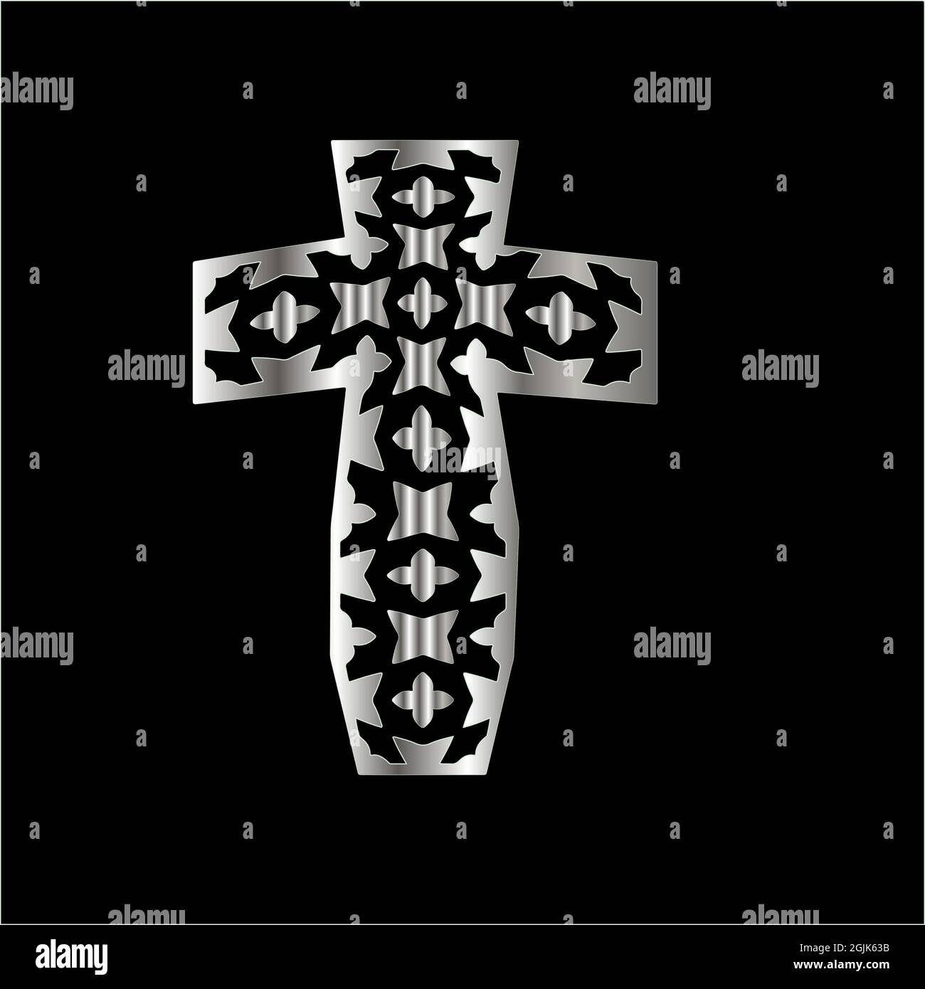 cross with patterns of metal on a black background Stock Vector Image ...