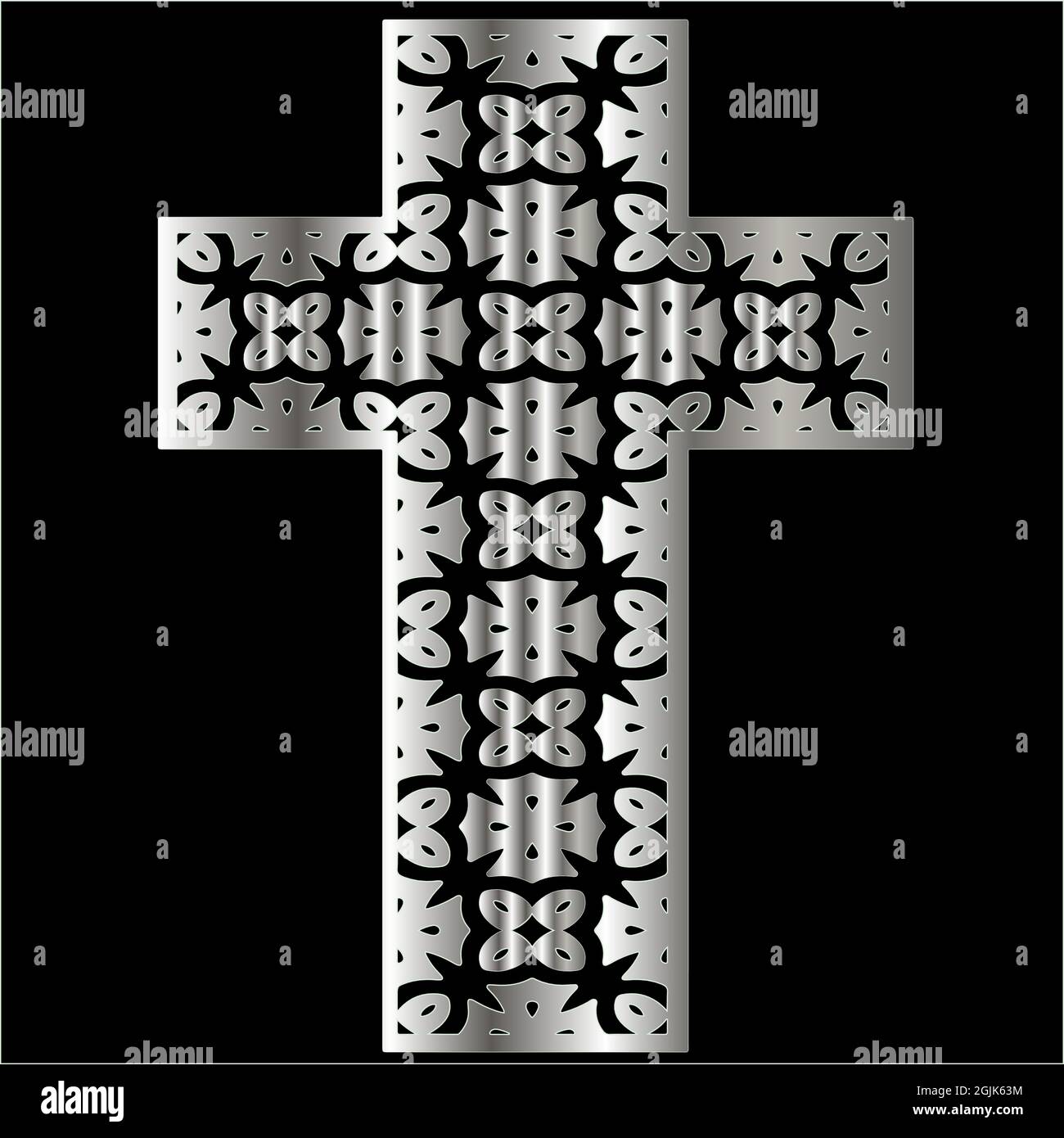 cross with patterns of metal on a black background Stock Vector Image ...