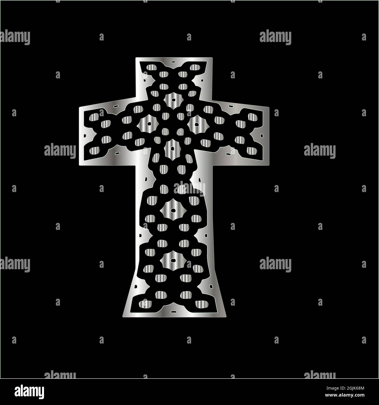 cross with patterns of metal on a black background Stock Vector Image ...