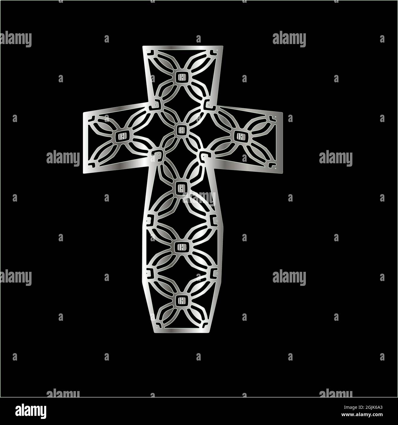 cross with patterns of metal on a black background Stock Vector Image ...