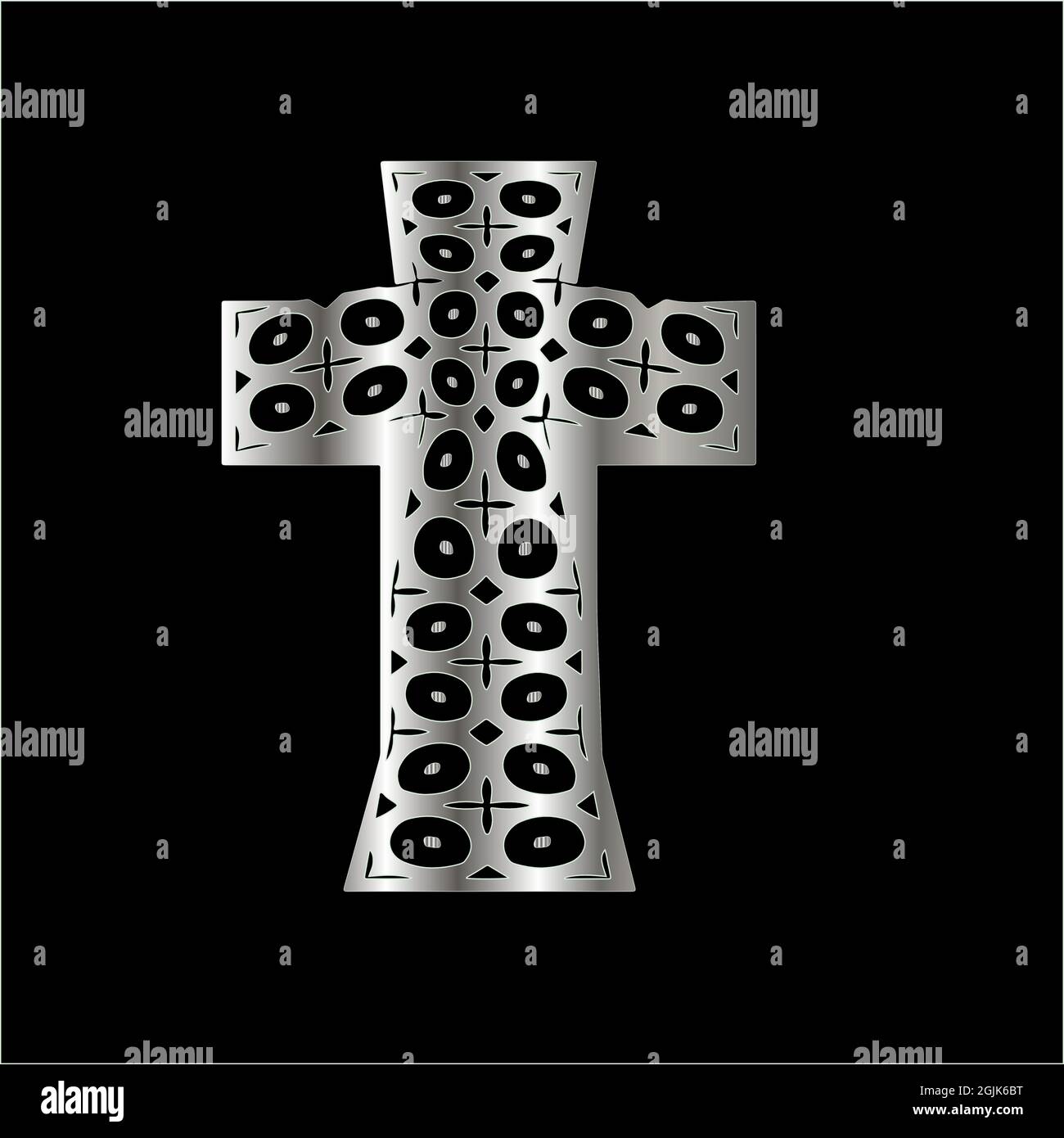 cross with patterns of metal on a black background Stock Vector Image ...