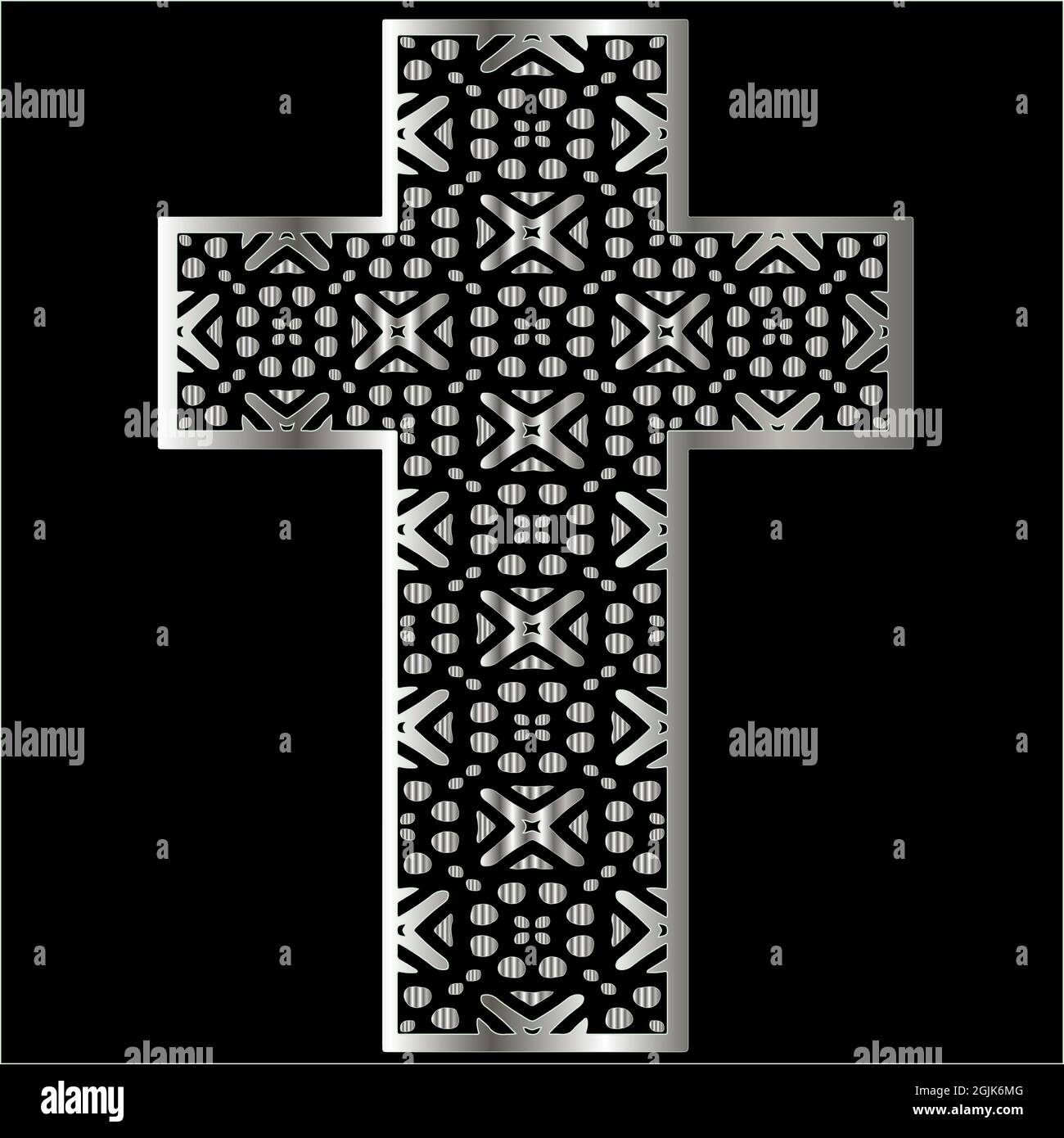 cross with patterns of metal on a black background Stock Vector Image ...
