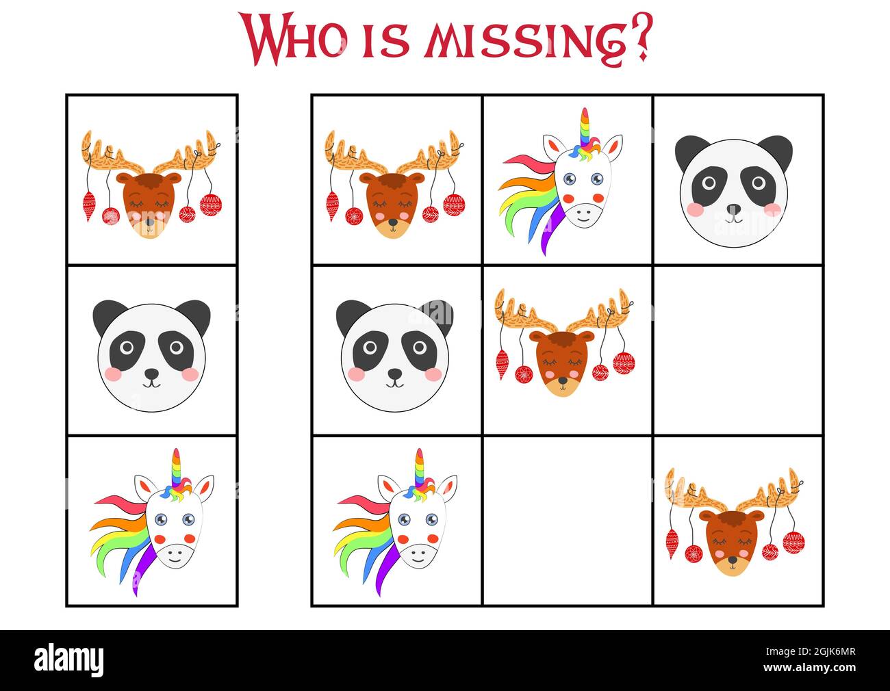 Sudoku game for children with pictures. Kids activity sheet. cute ...