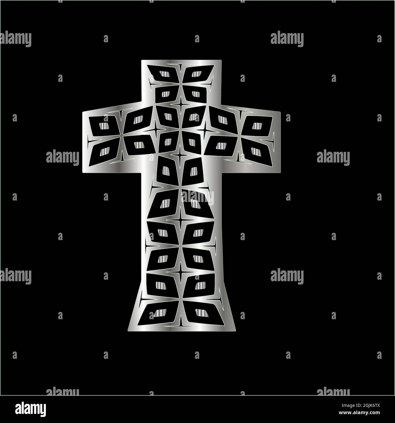 cross with patterns of metal on a black background Stock Vector Image ...