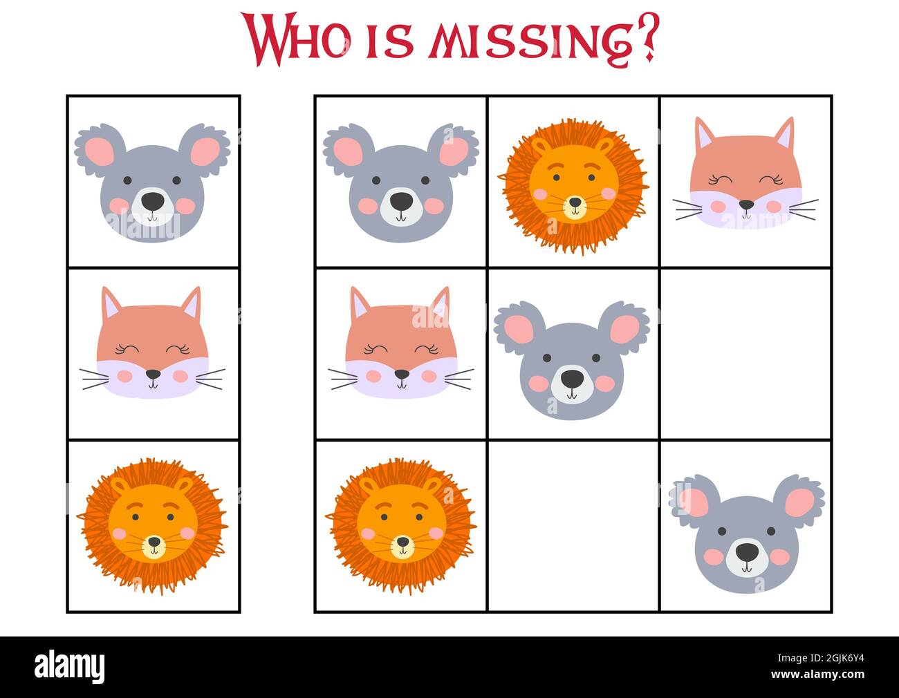 Sudoku game for children with pictures. Kids activity sheet. cute ...