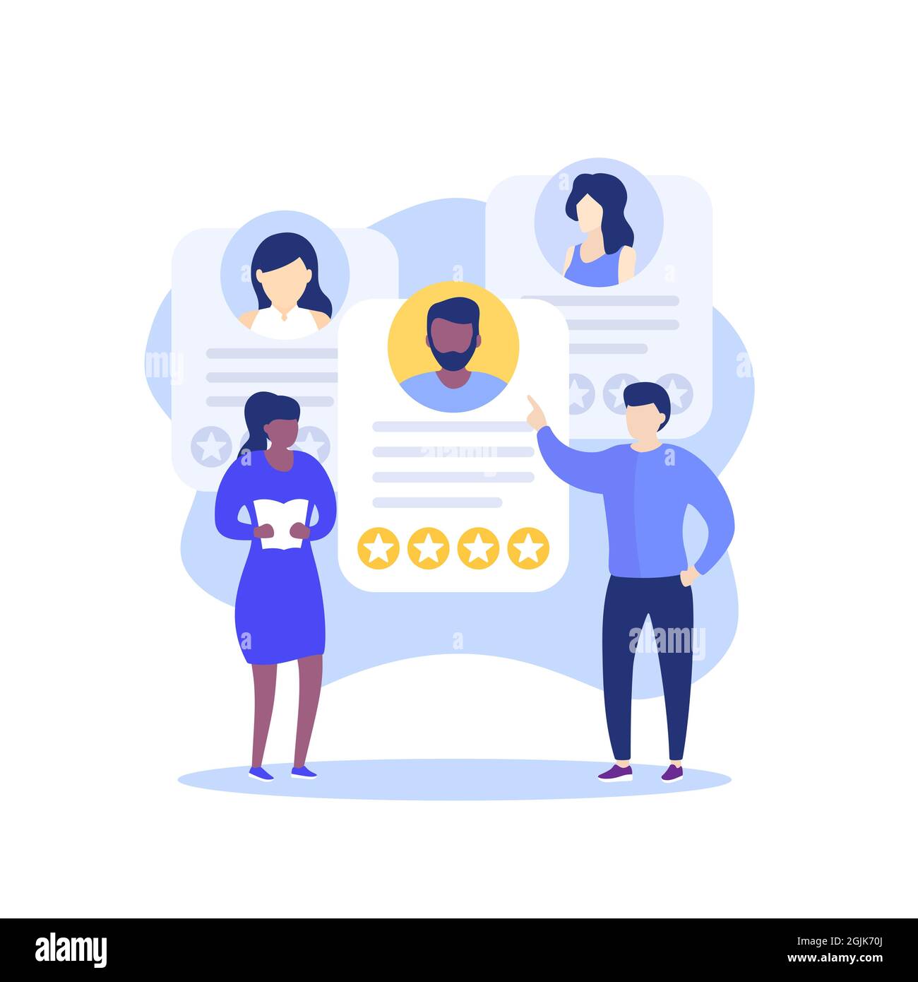 recruiting, HR and employee review, team building Stock Vector Image ...