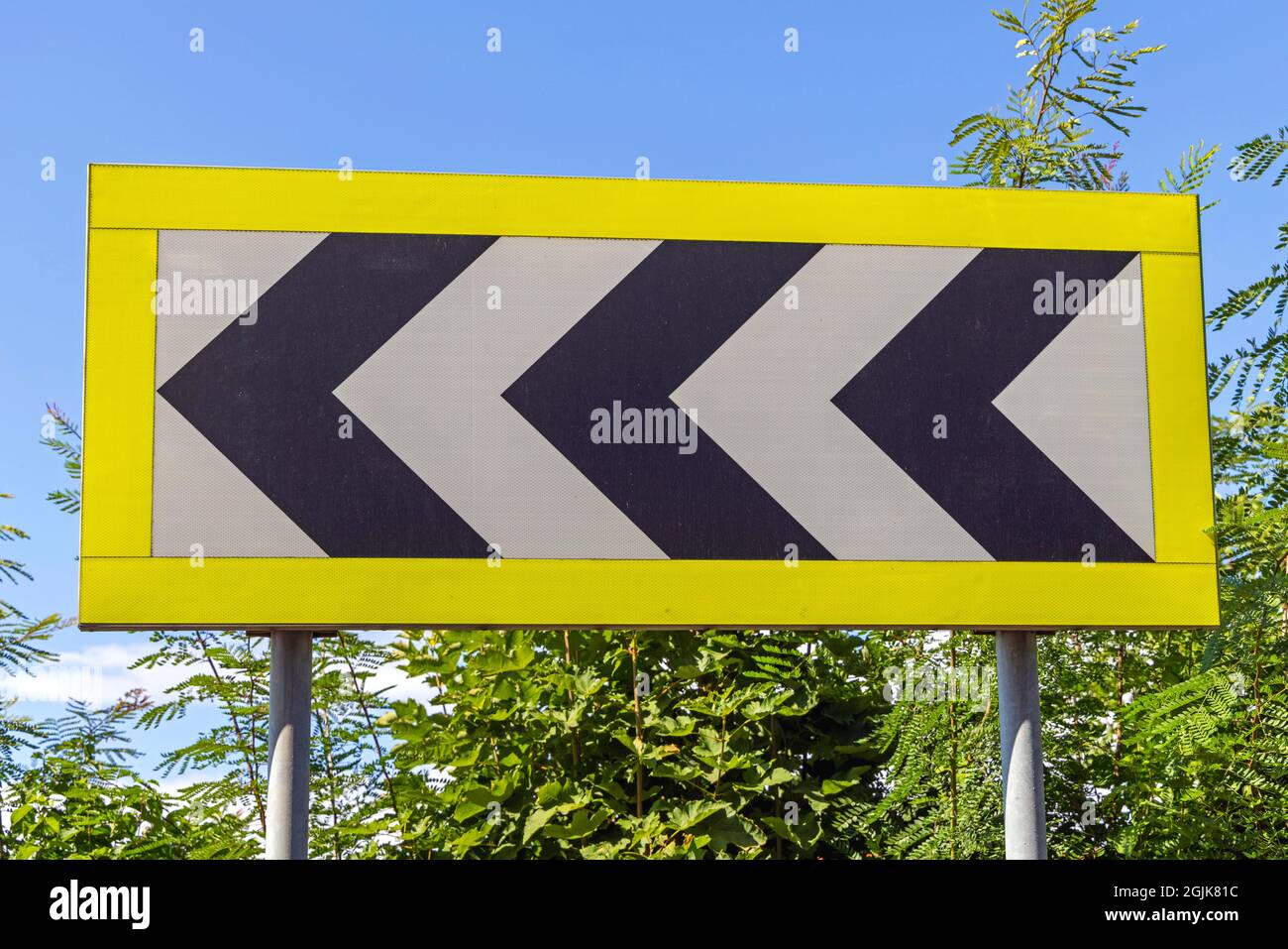 Chevron Arrows Left Curve Reflective Traffic Direction Sign Stock Photo ...