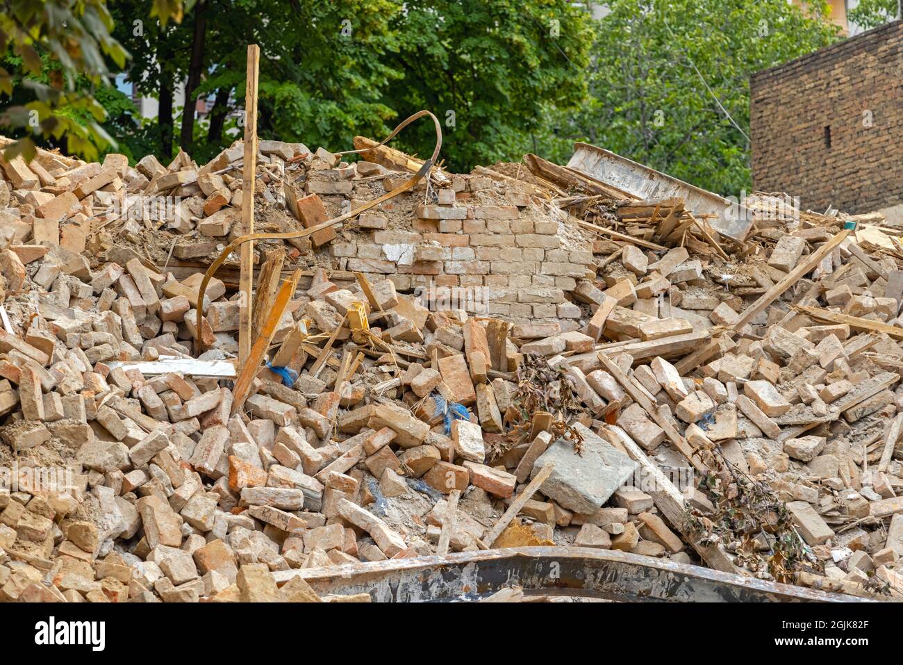 Big Pile of Rubble Demolition Debris at Construction Site Stock Photo ...