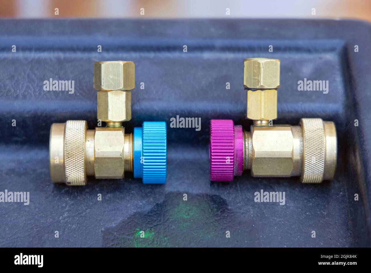 Two Brass Tap Valves Refrigeration Service Tools Hvac Stock Photo - Alamy