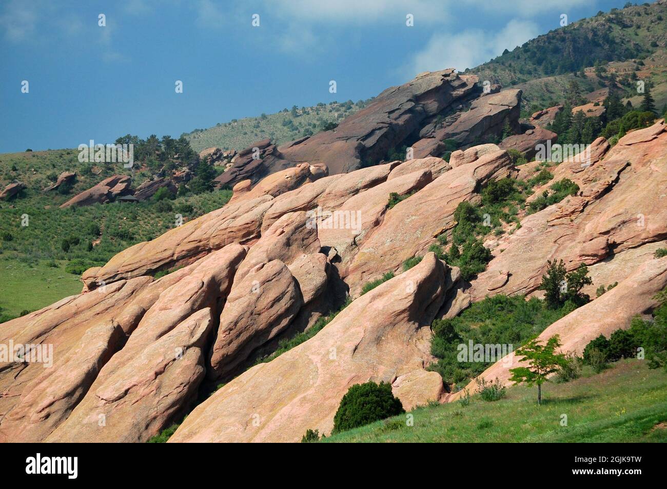 Scenic Colorado springtime landscape at Red Rocks Park with sandstone ...