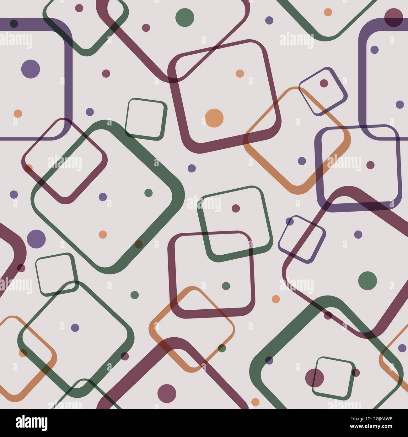 Seamless abstract pattern of colored contour intersecting squares. Vector illustration for ...