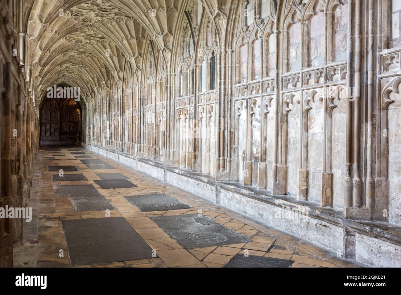 Gloucester Cathedral's cloister, Gloucester, United Kingdom Stock Photo ...