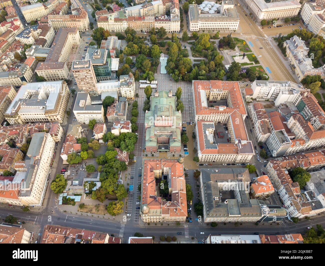 Aerial view of the roofs of residential buildings in a city Stock Photo ...