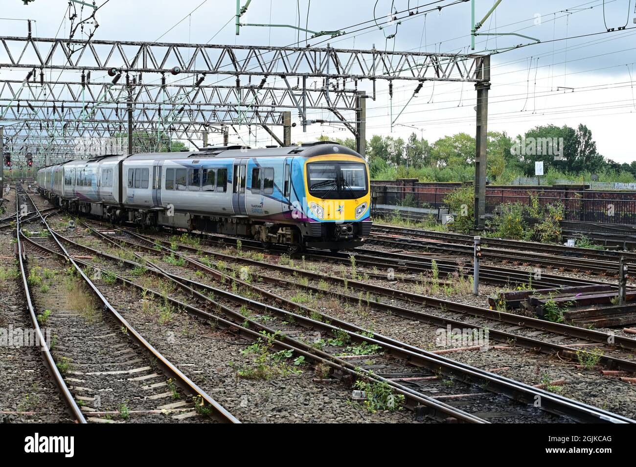 A British Rail Class 185 Desiro passenger train arriving at Manchester ...