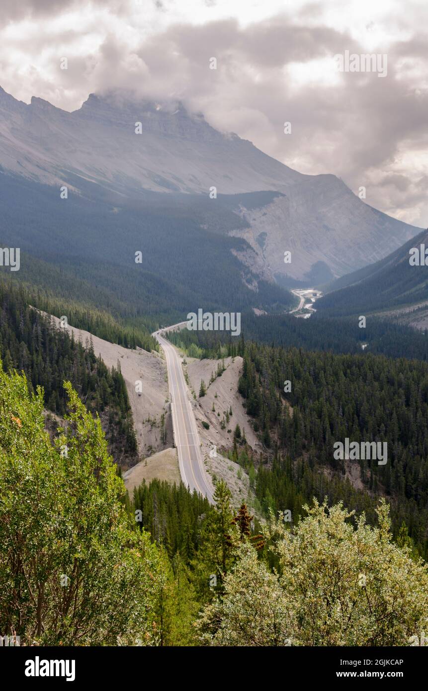 landscape along Icefield Parkway road in Alberta in Canada Stock Photo ...