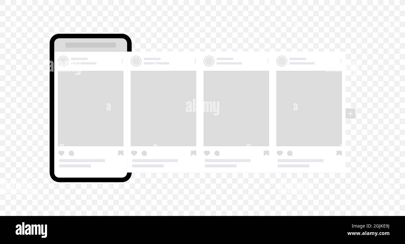 Smartphone with interface carousel post. Social network ads mockup ...