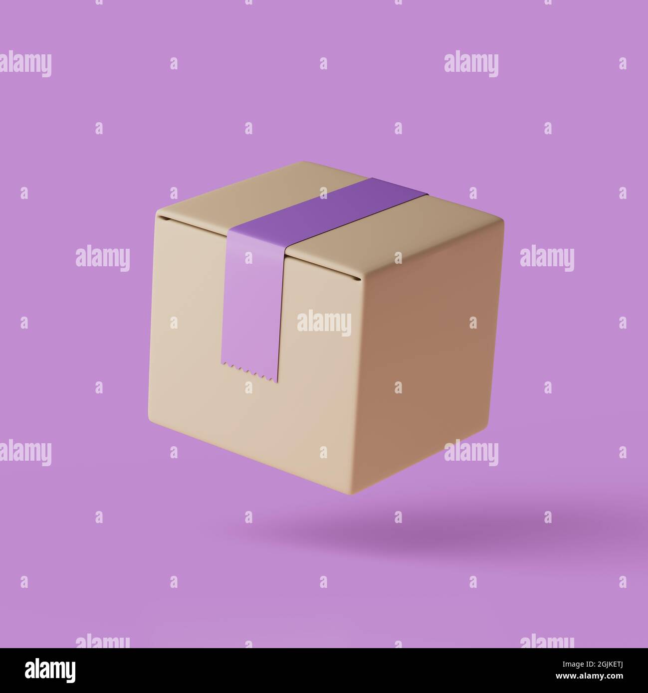 Closed delivery box 3d render illustartion. Isolated object with soft ...