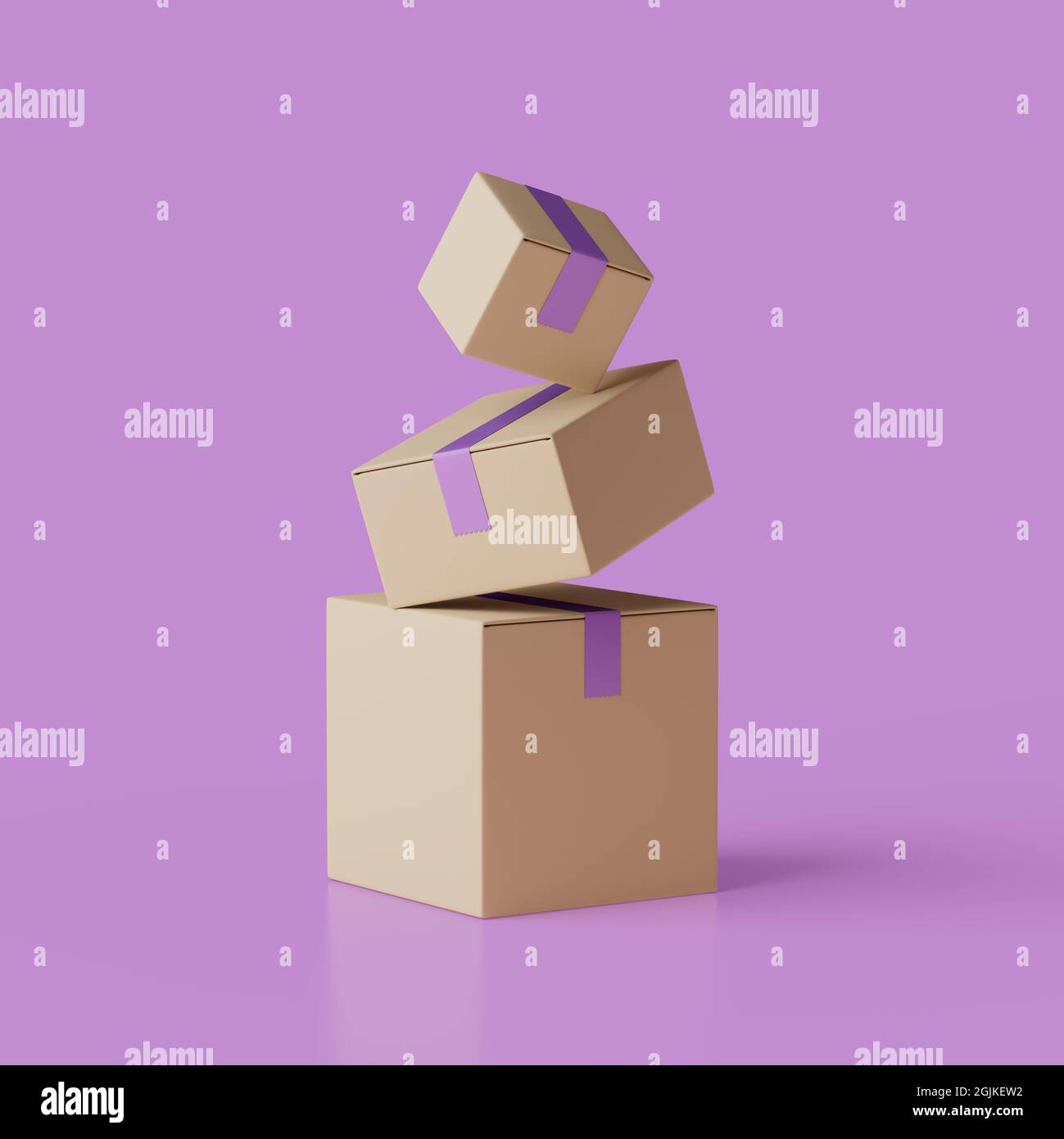 Closed delivery boxes on top of each other 3d render illustartion ...