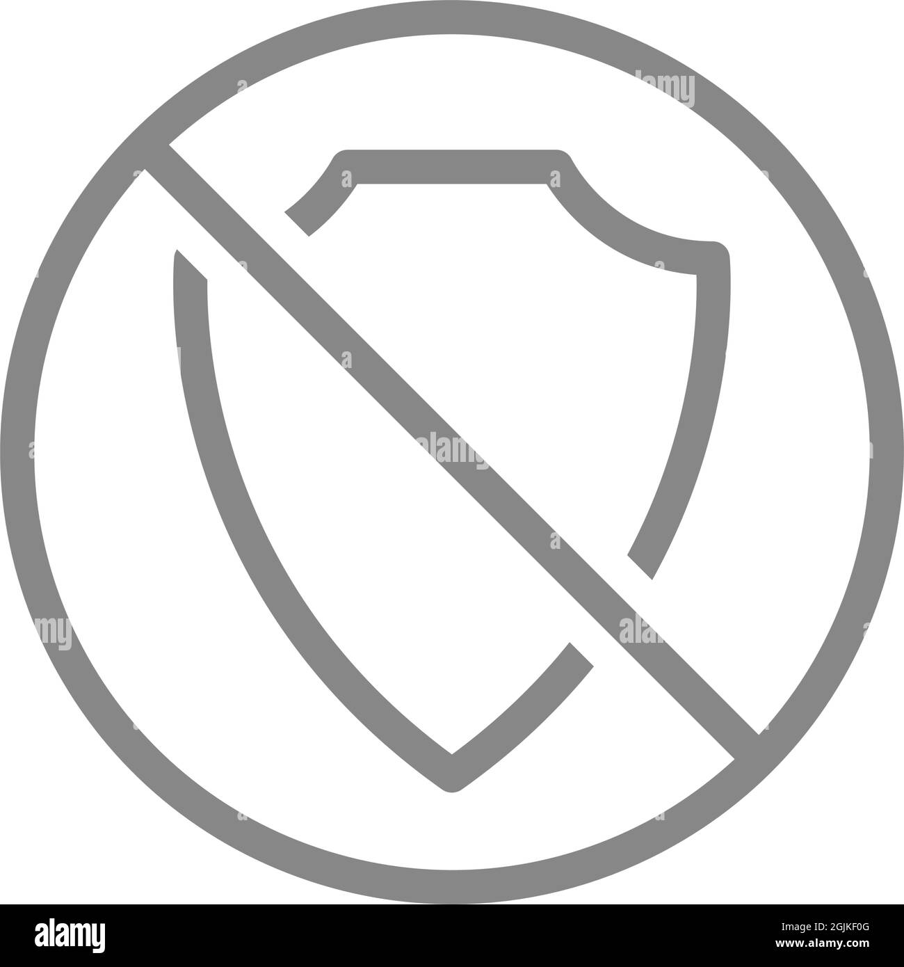 Protective shield with prohibition sign line icon. Protection, security ...