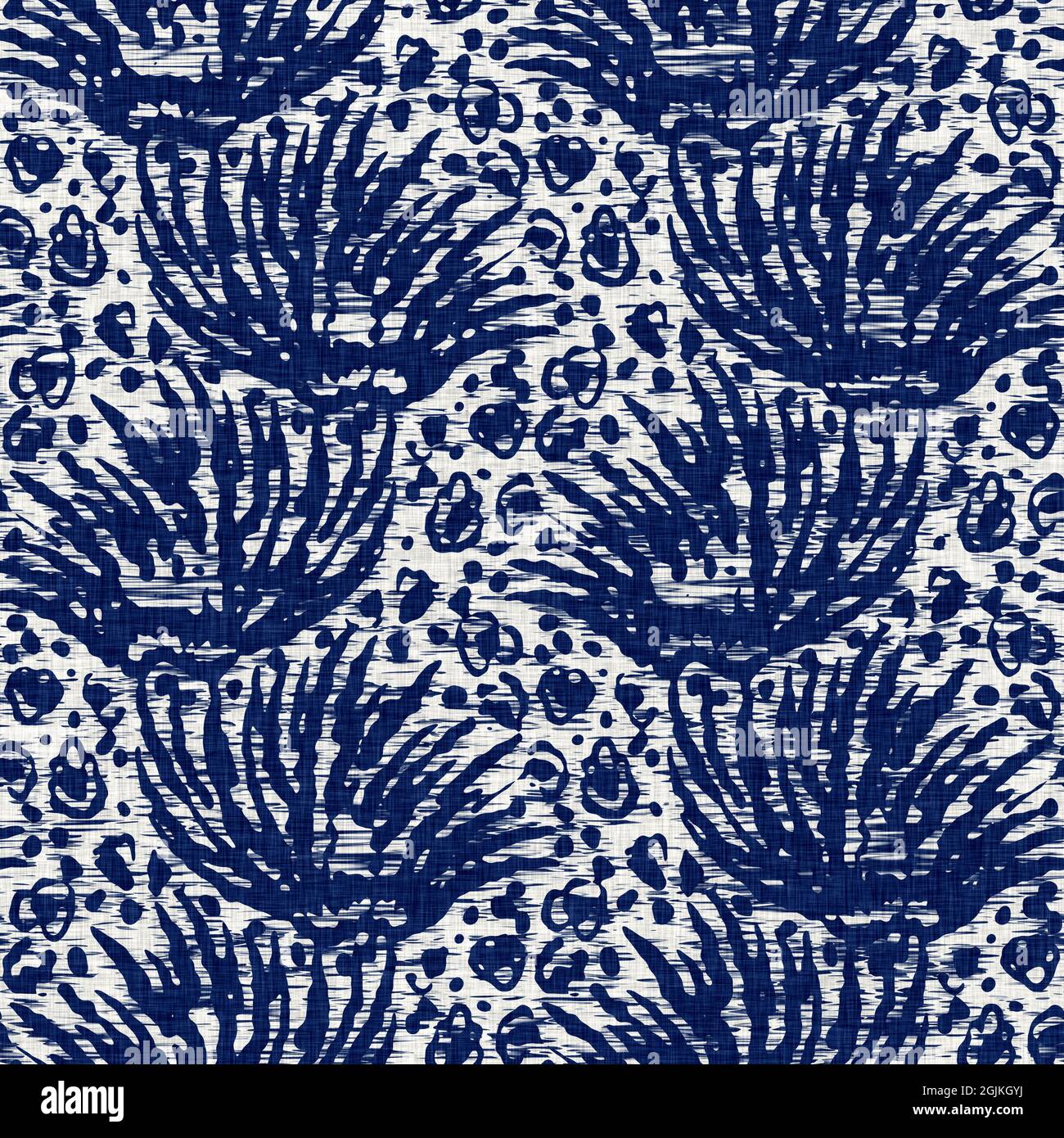 Indigo dyed fabric flower pattern texture. Seamless textile fashion ...