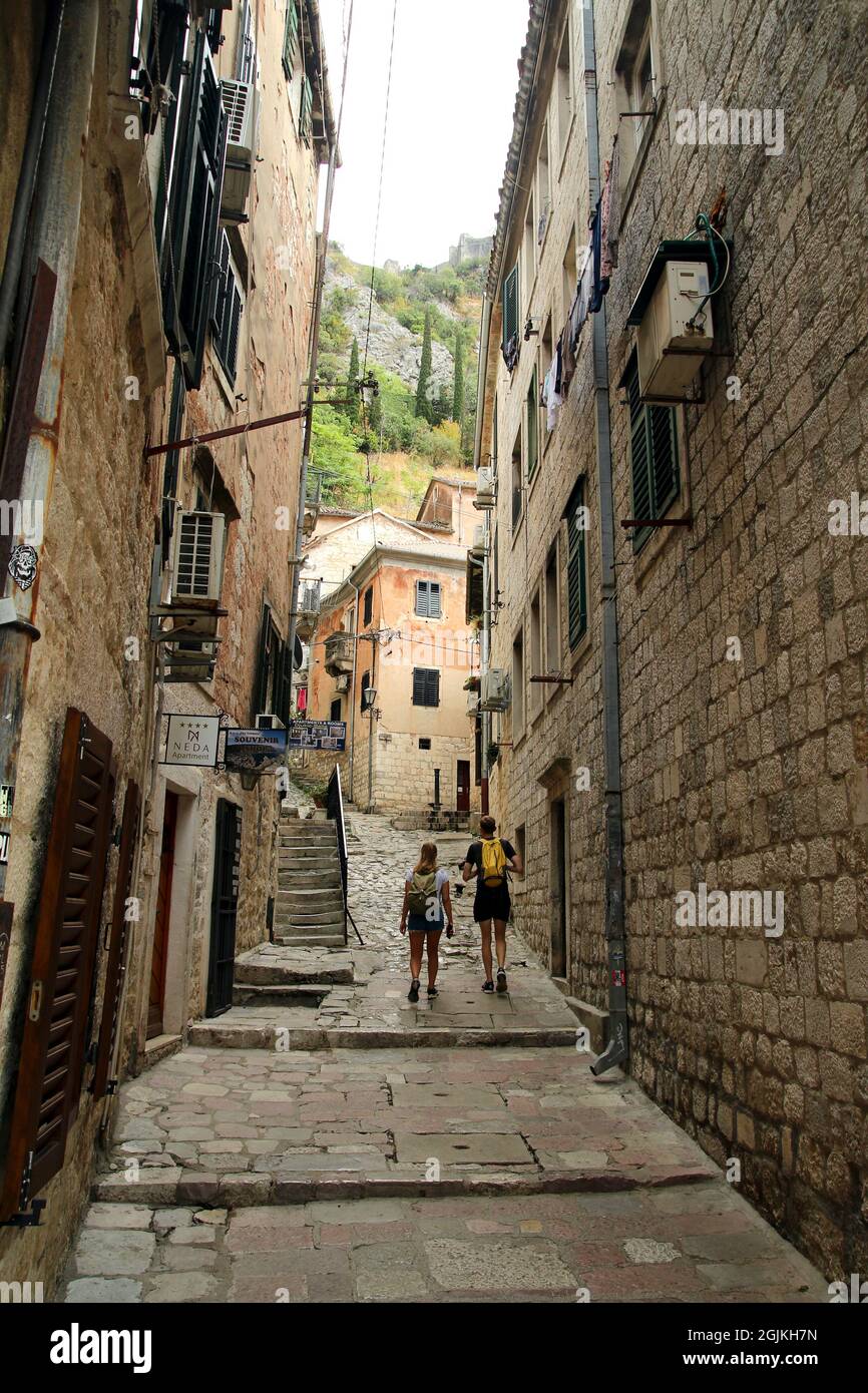 UNESCO world heritage site the city of Kotor in Montenegro. Old ...