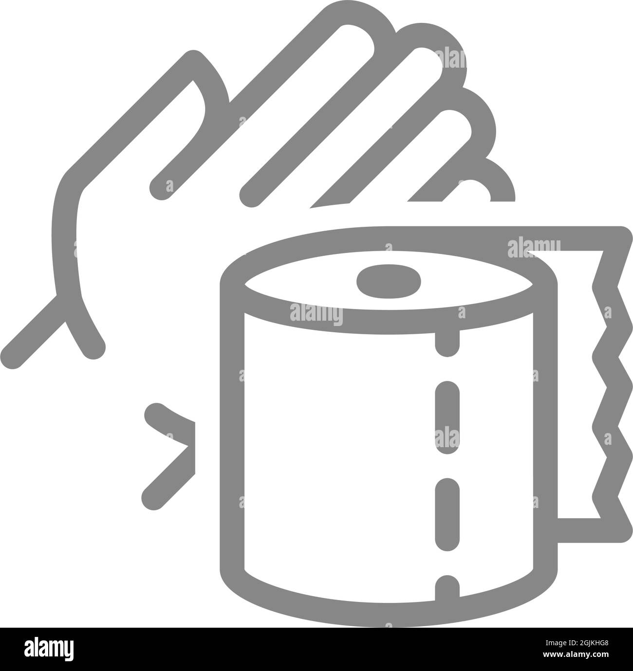 Paper towels in hand line icon. Paper roll, use of paper, personal ...
