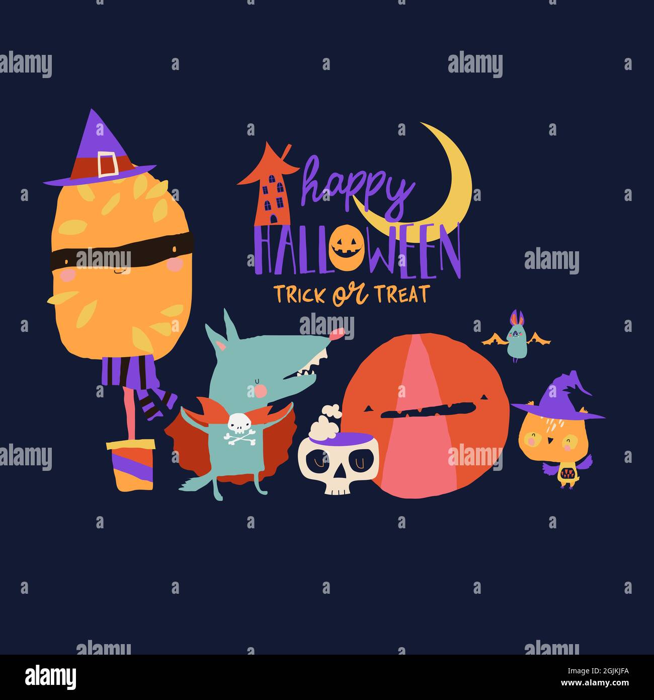 Cute Cartoon Animals celebrating Halloween in Carnival Costumes Stock ...