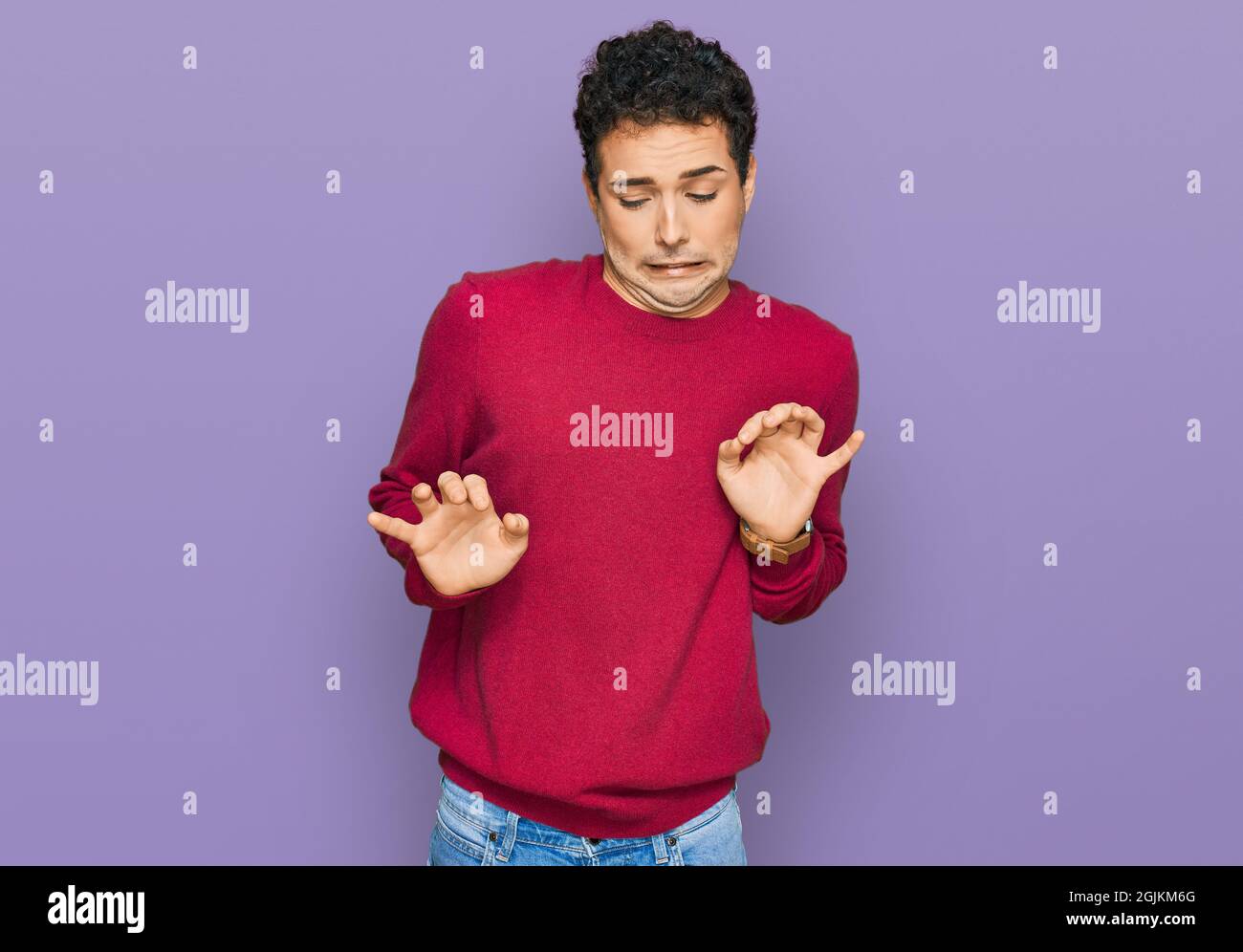 Young handsome man wearing casual clothes disgusted expression ...