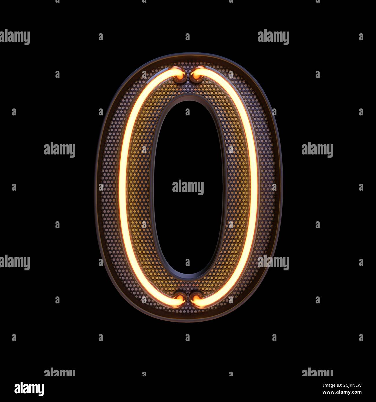 Number 0, Alphabet. Neon retro 3d number isolated on a black background ...