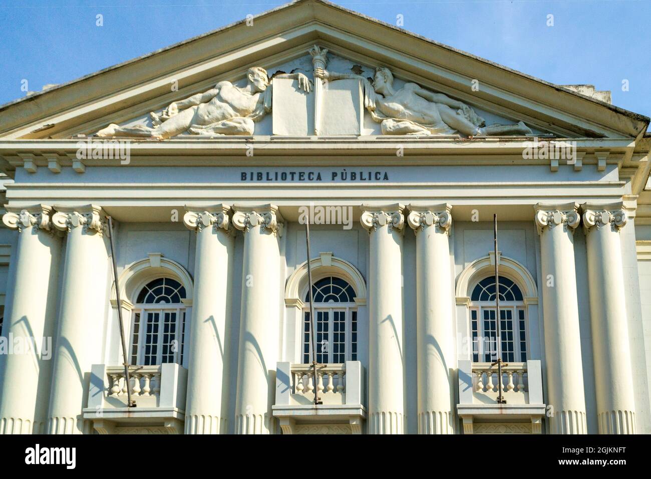 Facade of the Niteroi Public Library in Rio de Janeiro, Brazil. The old ...