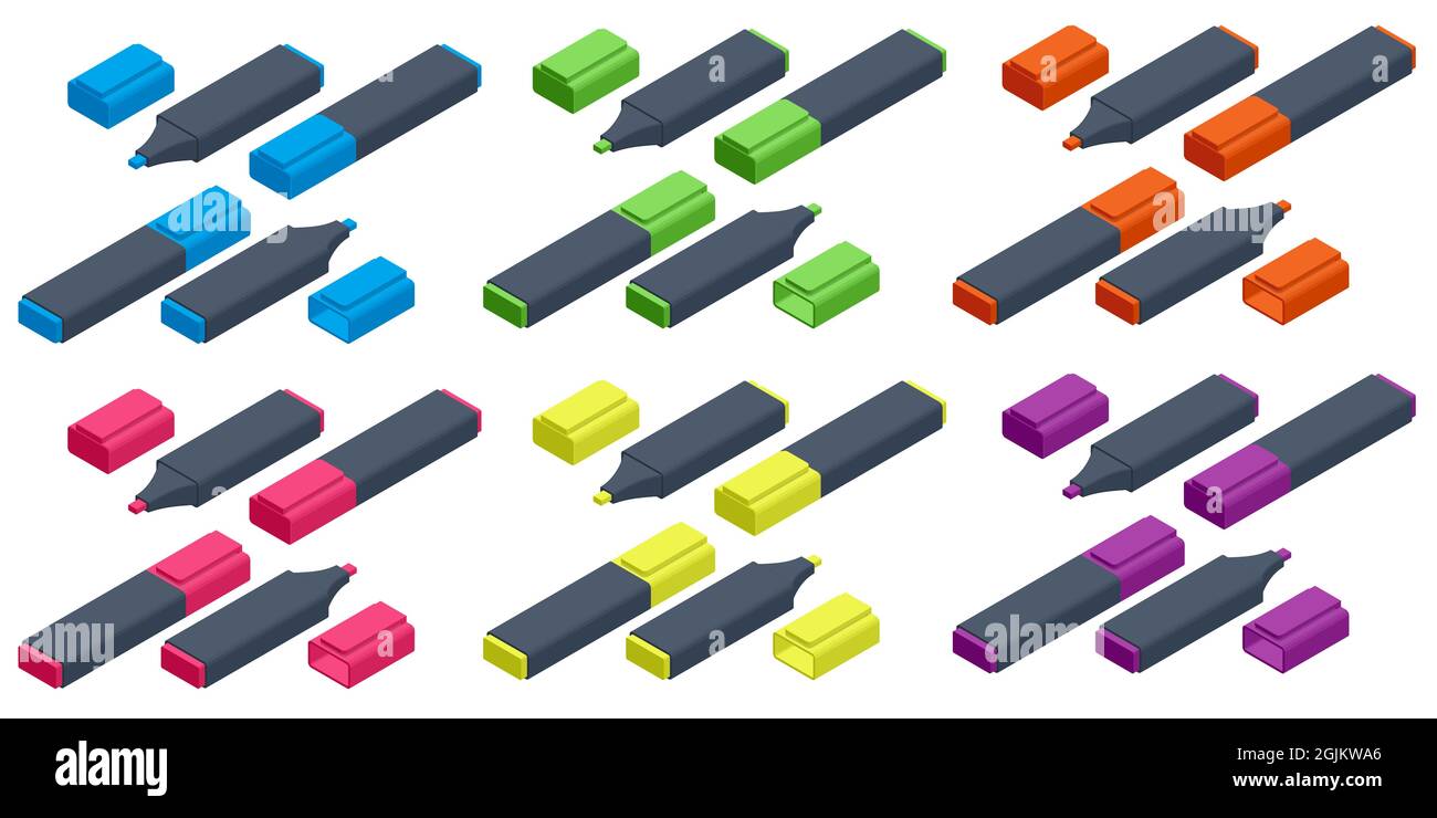 Isometric markers isolated on a white background. Realistic markers set ...