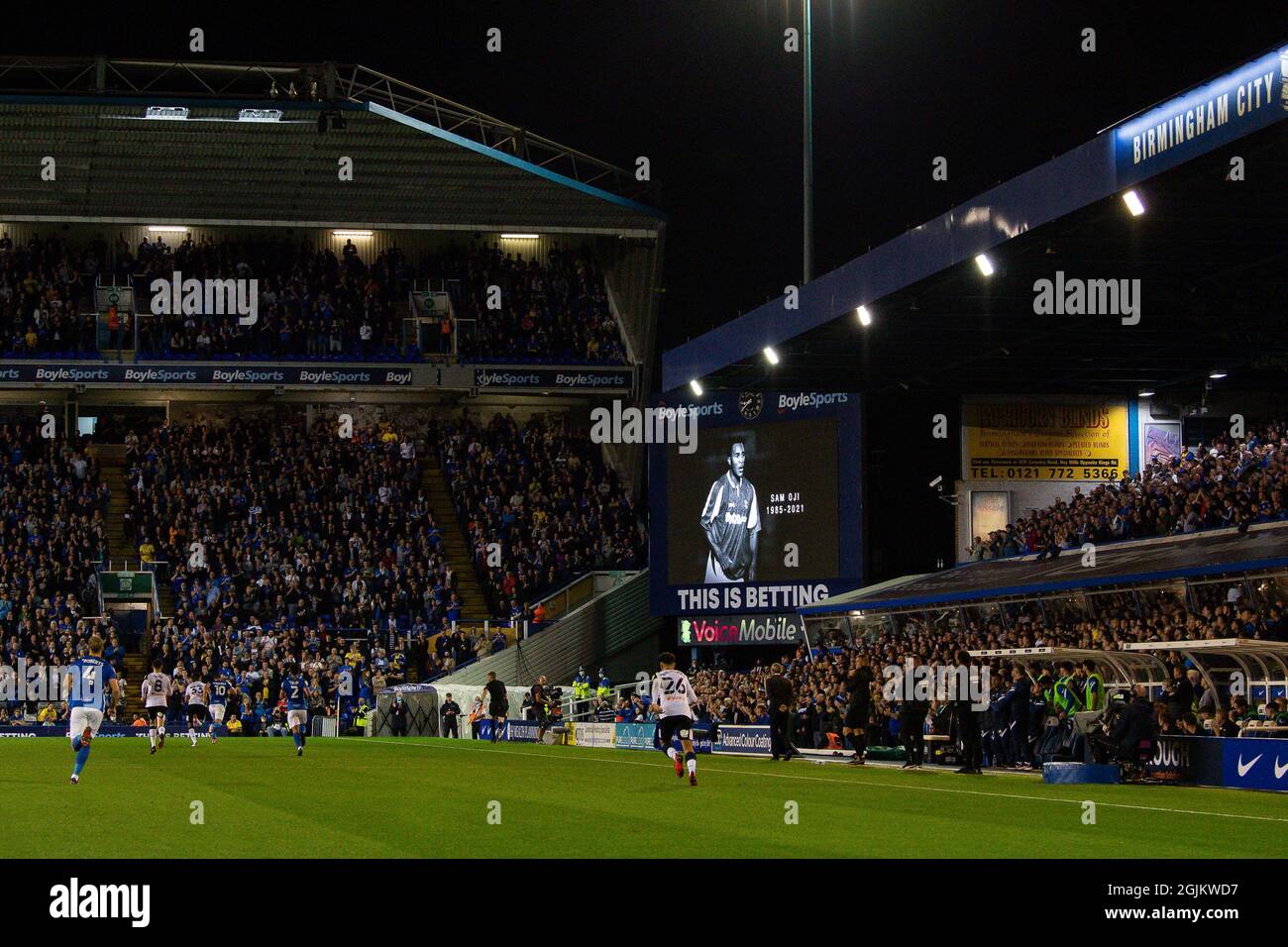 Sam Oji is remembered on the big screen on the 36 minute of the game ...