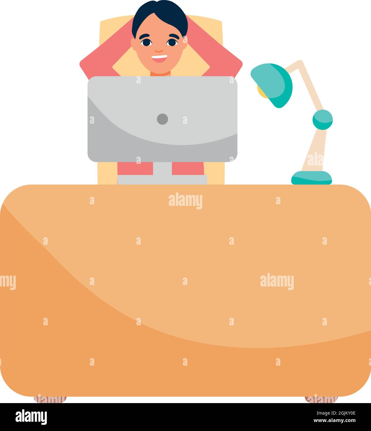 man working at his desk with computer Stock Vector Image & Art - Alamy