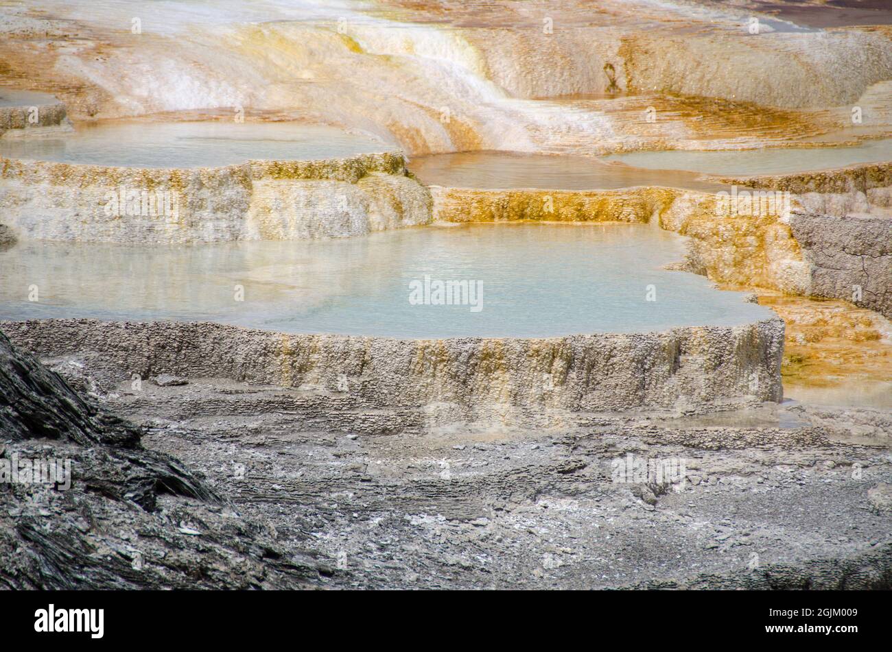 thermal springs and limestone formations at mammoth hot springs in ...