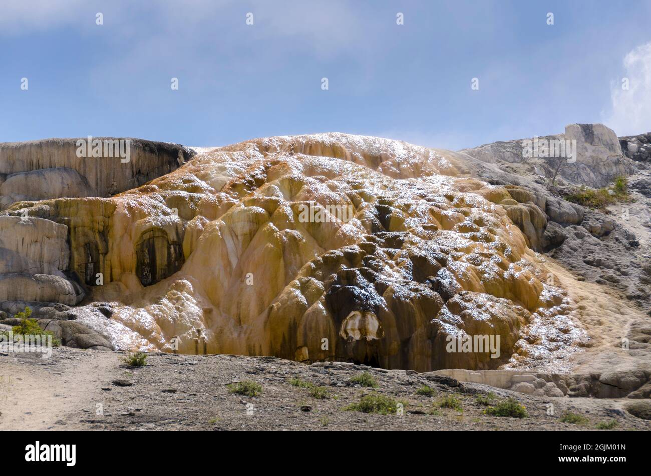 thermal springs and limestone formations at mammoth hot springs in ...