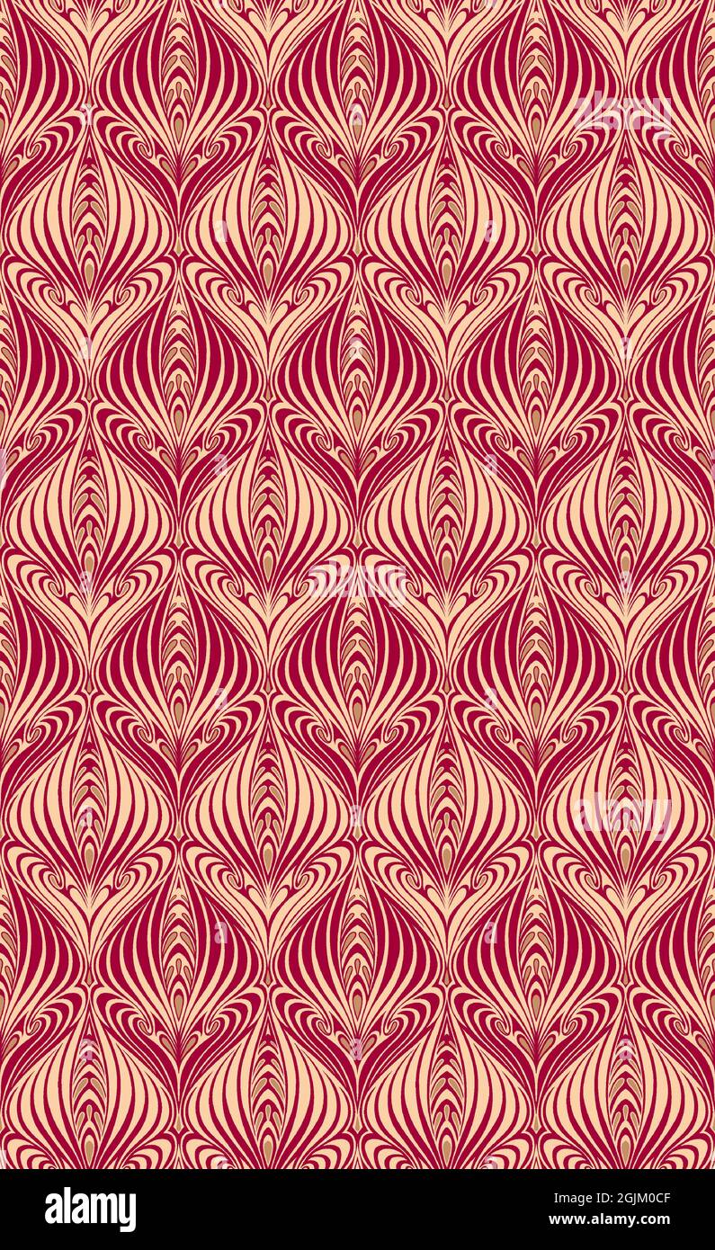 Seamless pattern with convex and concave elements in light red color ...