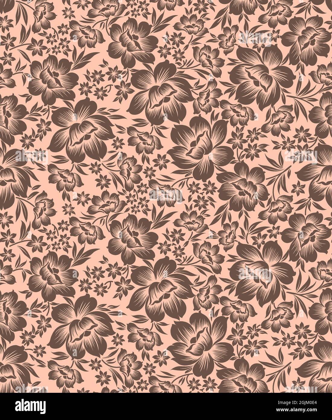 Grunge seamless pattern with repetitive flowers in the light pink ...