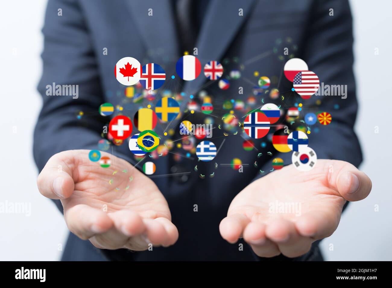 3d render of international flags of different countries Stock Photo - Alamy