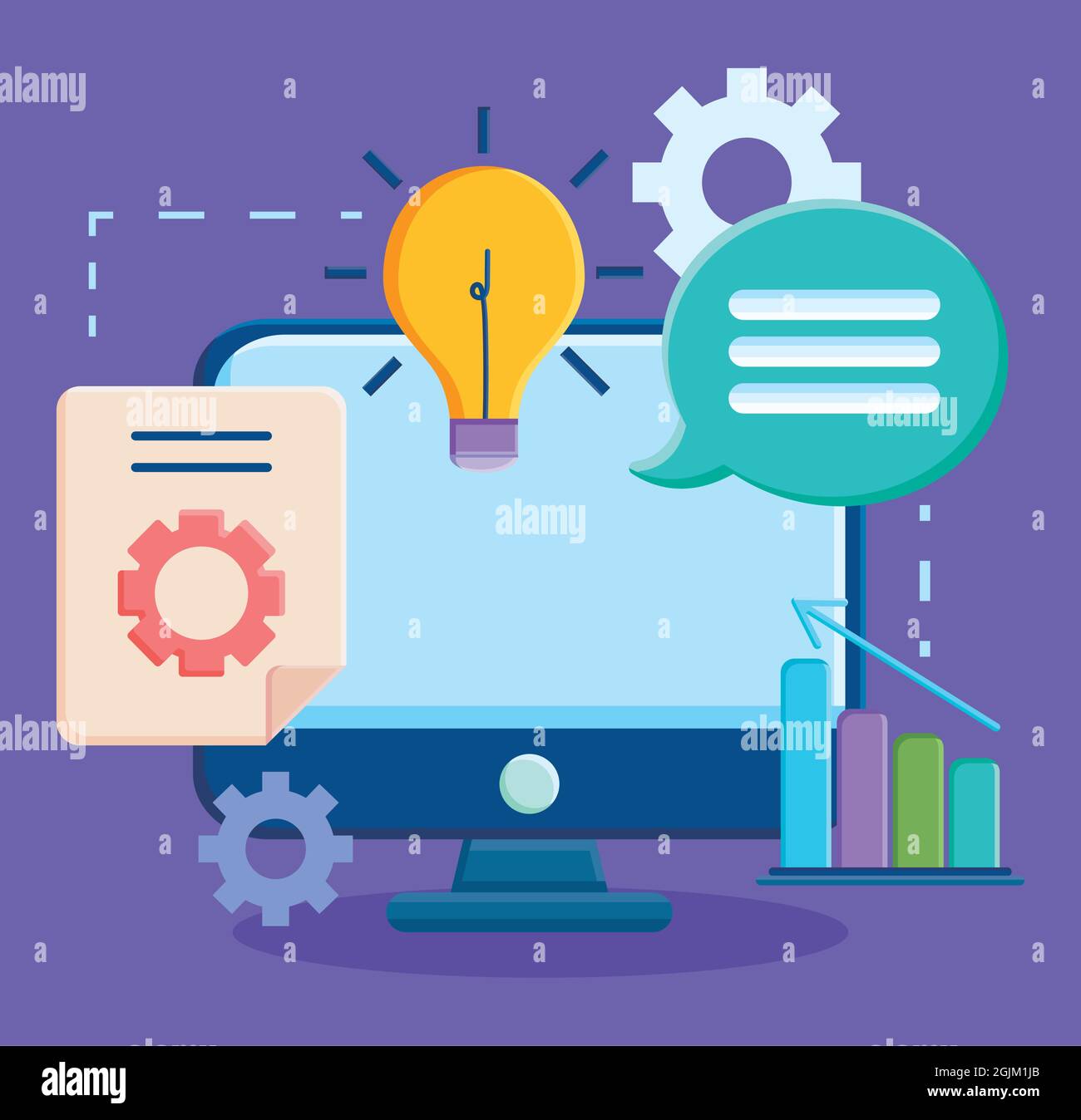 computer and strategy design with icons around Stock Vector Image & Art ...