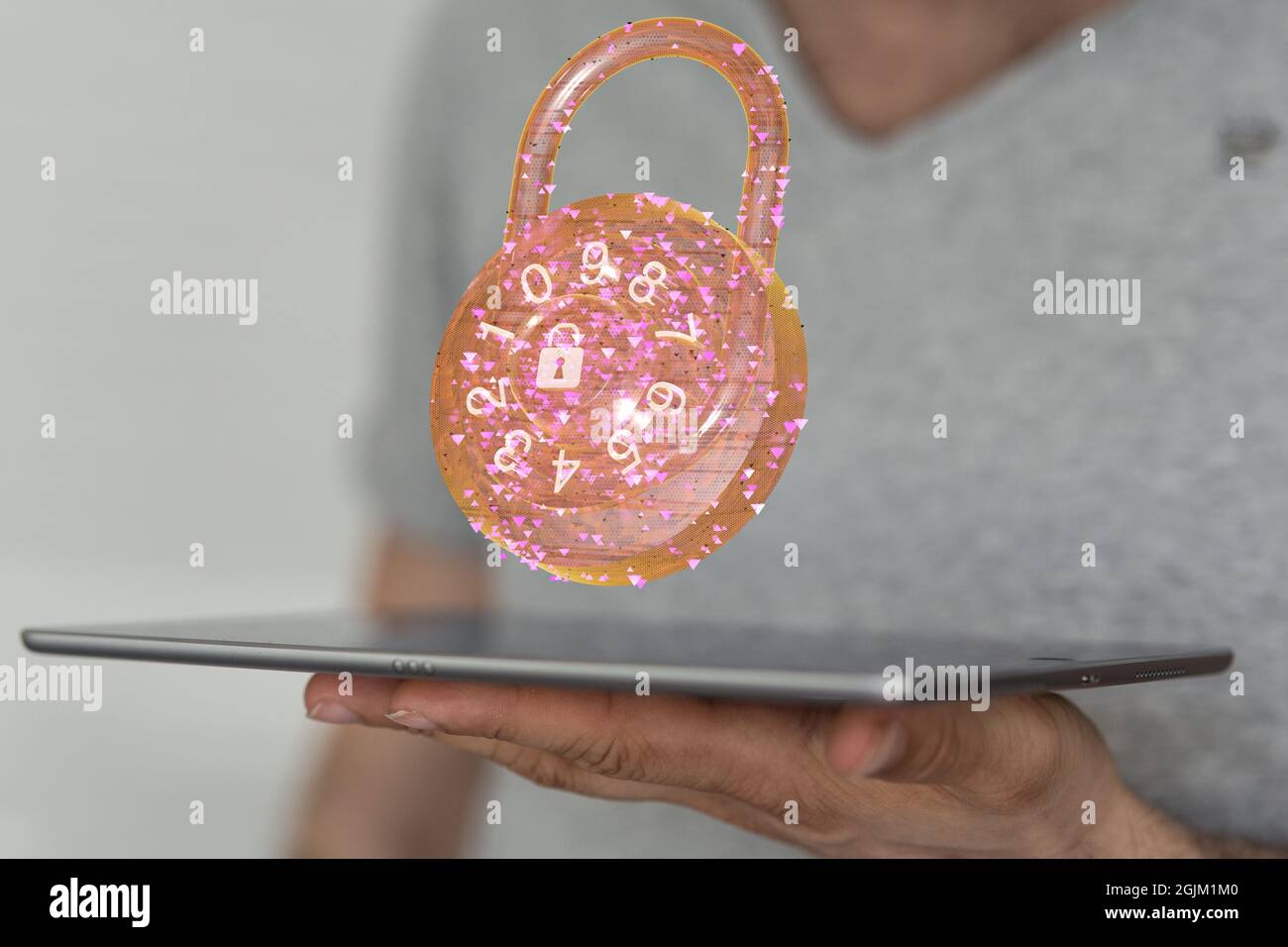 3d render of personal data security Illustrates cyber data or ...