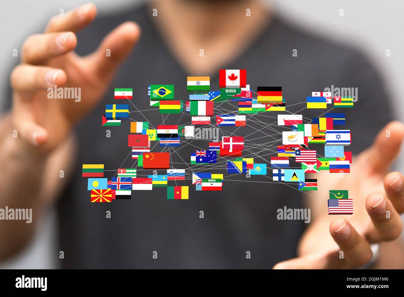 3d modeling of national flags of different countries between human ...