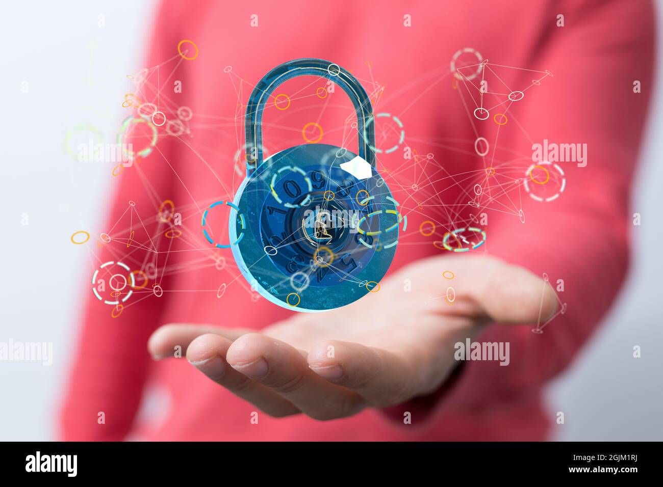 3d render of personal data security Illustrates cyber data or ...