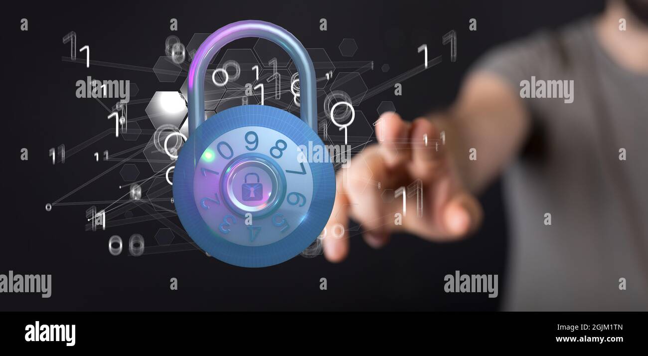 3d render of personal data security Illustrates cyber data or ...