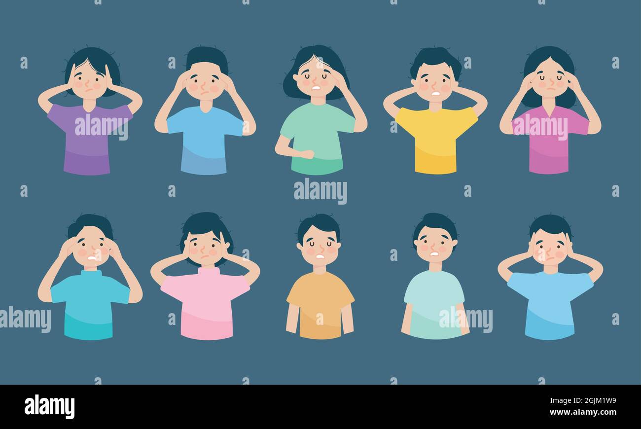 stressed people icon set design Stock Vector Image & Art - Alamy