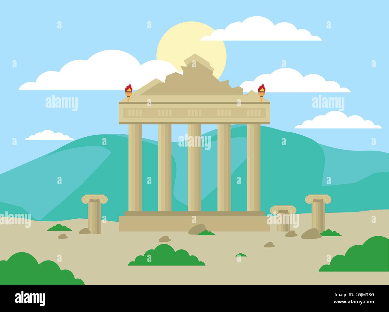 athena temple and mountains scene Stock Vector Image & Art - Alamy