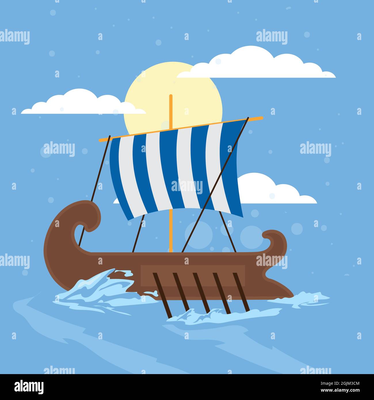 greek galley and sea scene Stock Vector Image & Art - Alamy