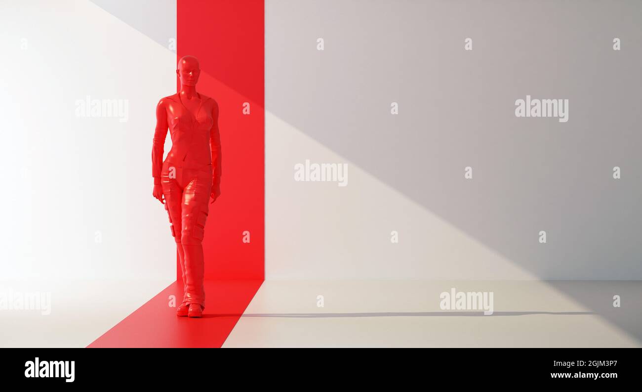 art with red dummy and stripe. 3d rendering Stock Photo - Alamy