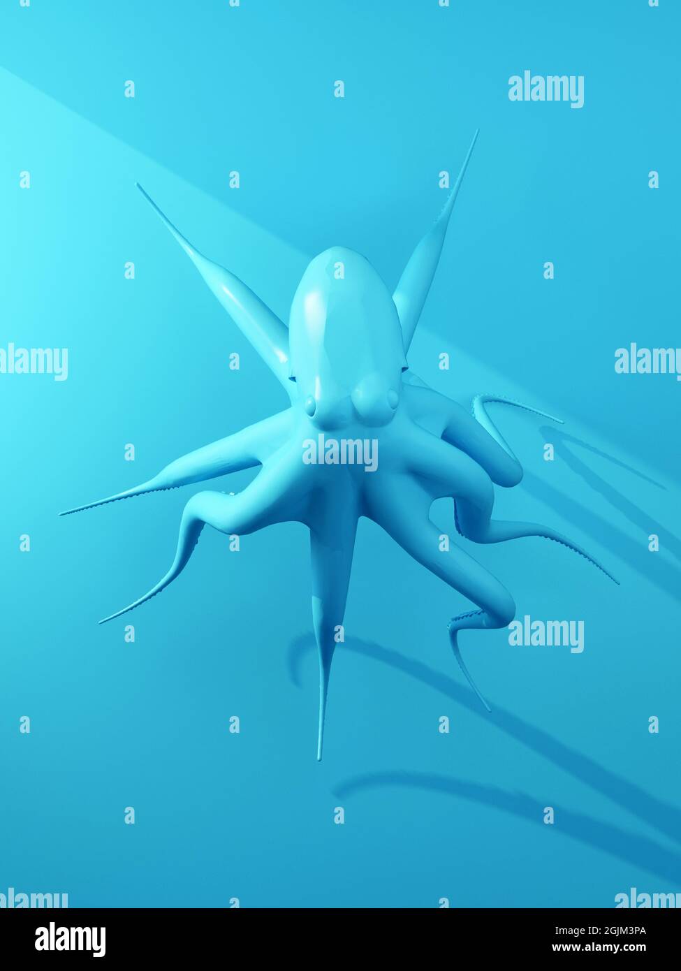 art blue octopus top view. 3d rendering Stock Photo - Alamy