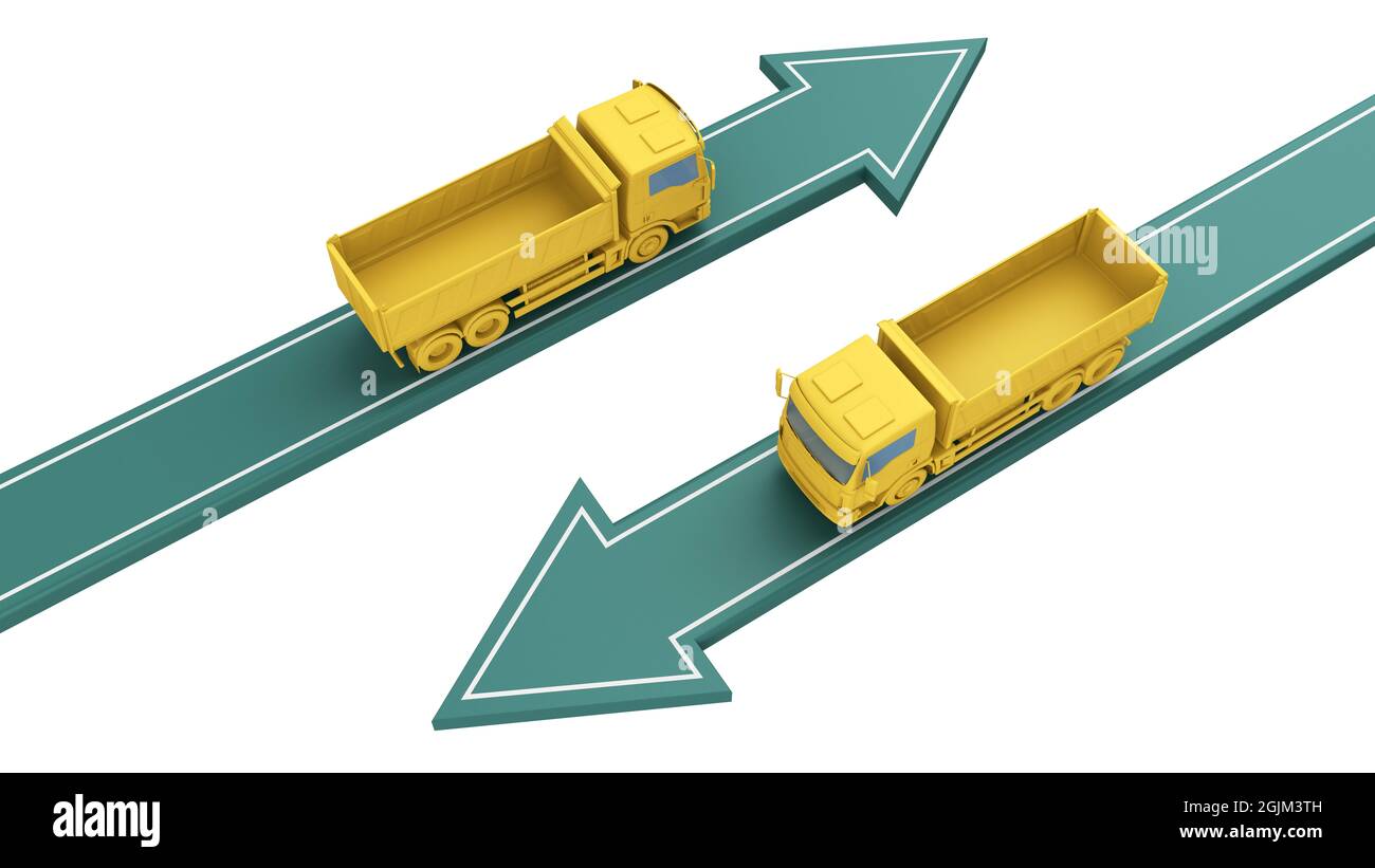 empty dump truck on arrow isolated on white. 3d rendering Stock Photo ...