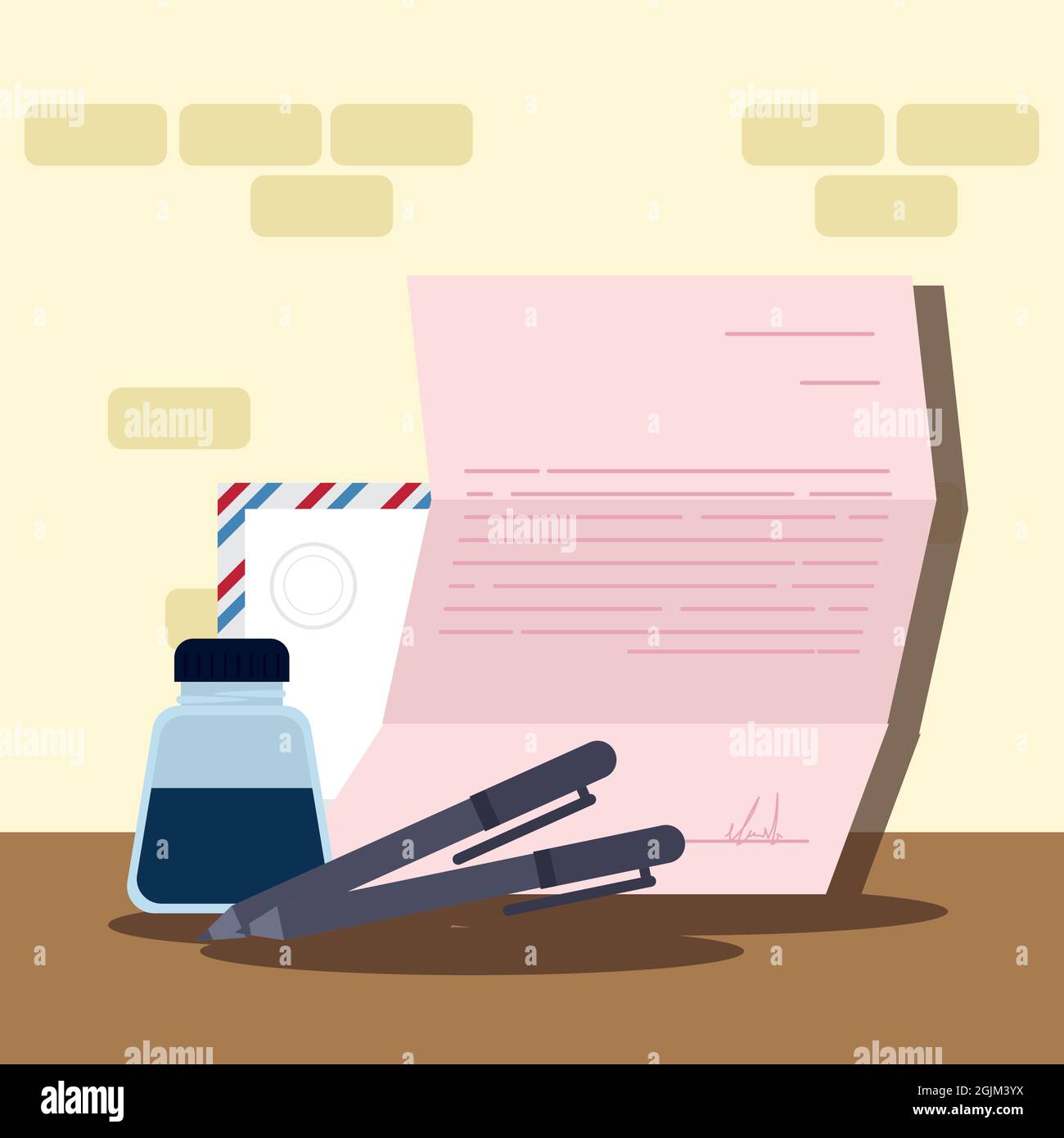 postal letter and ink with pens Stock Vector Image & Art - Alamy